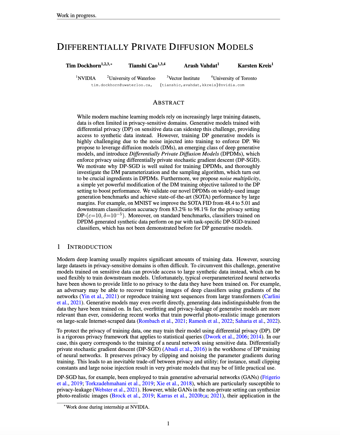 Differentially Private Diffusion Models